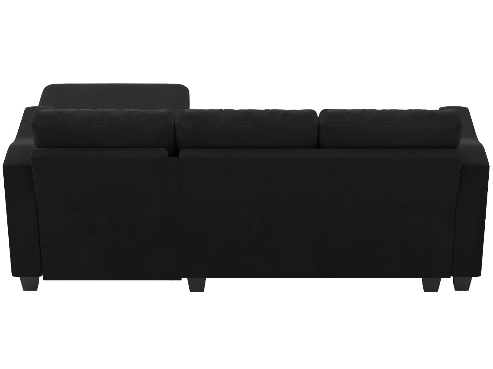 Belffin Velvet Sectional Couch with Storage, L Shaped Sofa with Chaise for Small Space, Black