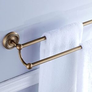 Wall Mount Towel Shelf WC Washroom Stand Screw Towel Holder Brass Antique Double Towel Rack Bathroom Bath Tower Holder in Bathroom Or Kitchen Practical FHSRAEIP