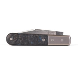 LionSTEEL Barlow Traditional Gentlemen’s Folding Pocket Knife, Collector Quality Folder for EDC, Titanium Bolsters, M390 Steel, Made in Italy (Clip Point, Blue Carbon Fiber)