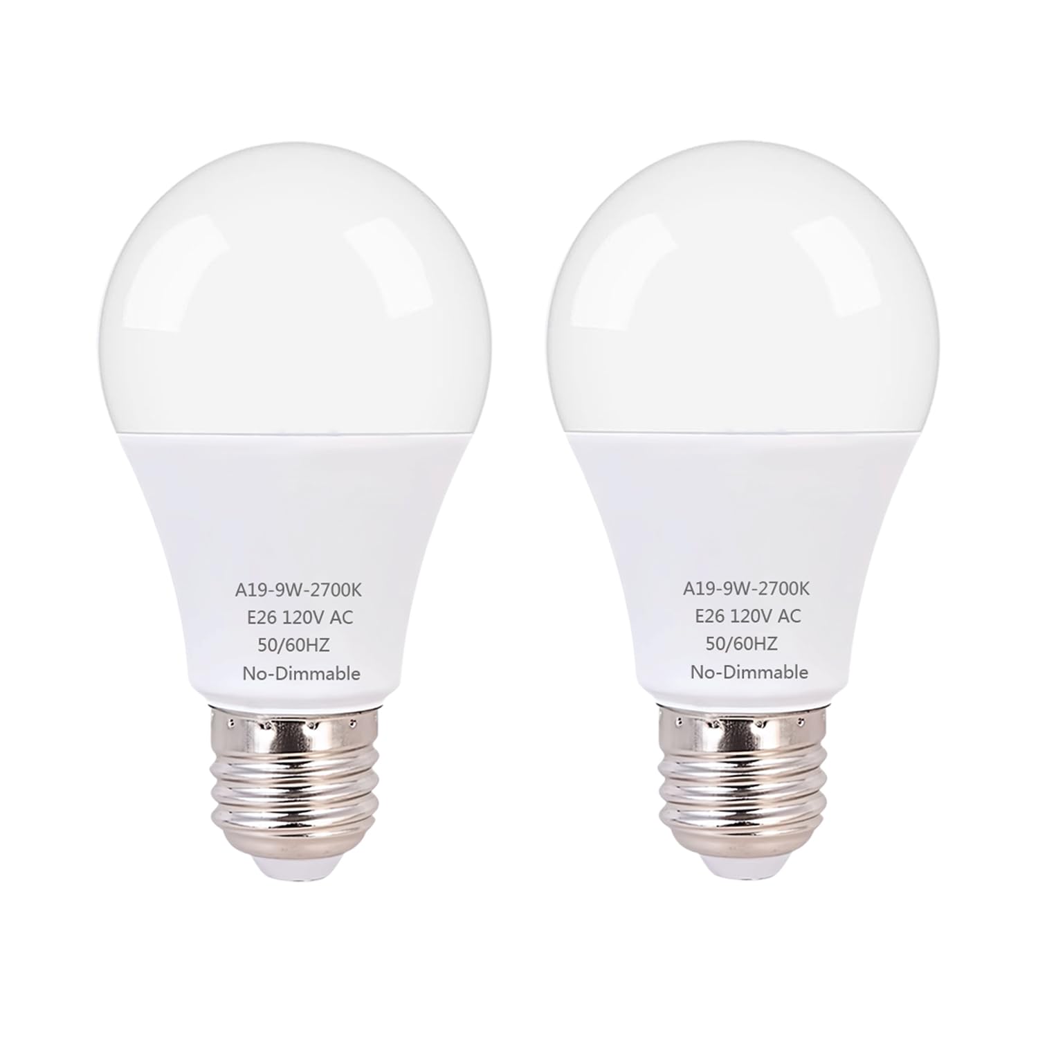 ZwwYvv LED Light Bulb 65 Watt Equivalent, A19 Energy Efficient 9W,880 Lumens, 2700K Soft White, Non-Dimmable, 30,000 Hour Lifetime,Frosted,2 Count (Pack of 1)