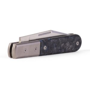 LionSTEEL Barlow Traditional Gentlemen’s Folding Pocket Knife, Collector Quality Folder for EDC, Titanium Bolsters, M390 Steel, Made in Italy (Clip Point, Blue Carbon Fiber)