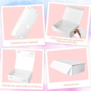 ZTBBW White Gift Box 10.3x7.1x3'', Gift boxes for Presents with Magnetic Lids, Rectangle Collapsible Gift Wrap Box Contains Card, Ribbon for Birthday, Wedding, Holiday, Anniversaries