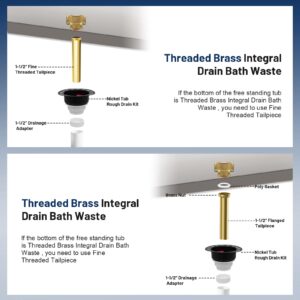 Freestanding Bathtub Tub Drain Rough-in Kit with Brass Tail Pipe and PVC Adapter Compatible with Freestanding Bathtubs Floor Mounted Bathtub and Standard Bathtubs