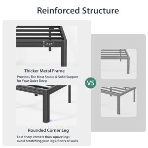 Woozuro Twin Xl Bed Frames with Headboard，18 Inch High Twin Xl Bedframe with Round Corner Leg, Sturdy Noise-Free Metal Frame No Box Spring Needed, 2500 Lbs Weight Heavy Duty Slats Support for Mattress