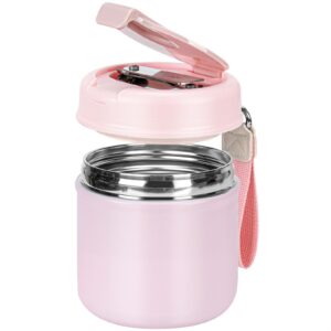 thermo for hot food kids - 15.8 oz, insulated food container for lunch, stainless steel vacuum insulated food jar with folding spoon, wide mouth, leak proof, pink