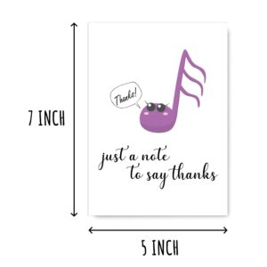 NDHGifts Just A Note To Say Thanks Card - Funny Punny Card - Thank You Card For Family - Card For Friend - Blank Card - Music Card - Gift For Teacher