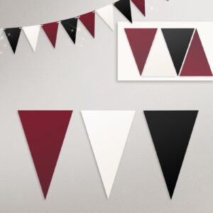 Graduation Party Decorations Maroon Black 2024/Burgundy Black Graduation Decorations/Maroon Birthday Party Decorations Bridal Shower/Burgundy Black Triangle Banners 2pcs