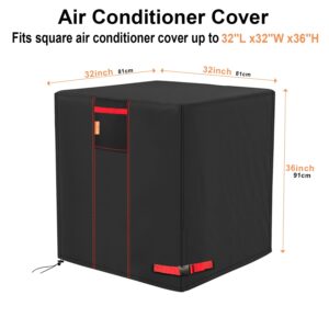 Air Conditioner Cover for Outside Units, Winter AC Condenser Cover Waterproof Outdoor Square Air Conditioner Covers for AC Units, Fits up to 30 x 30 x 32 inches(30''X30''X32'')