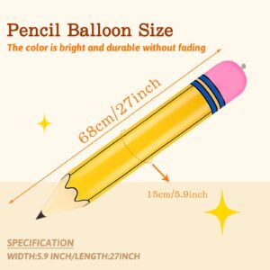 Back to School Balloons 27'' Yellow Pencil Balloons Giant Inflatable Large Balloons Kit for First Day of School Welcome Party Decorations 2Pcs