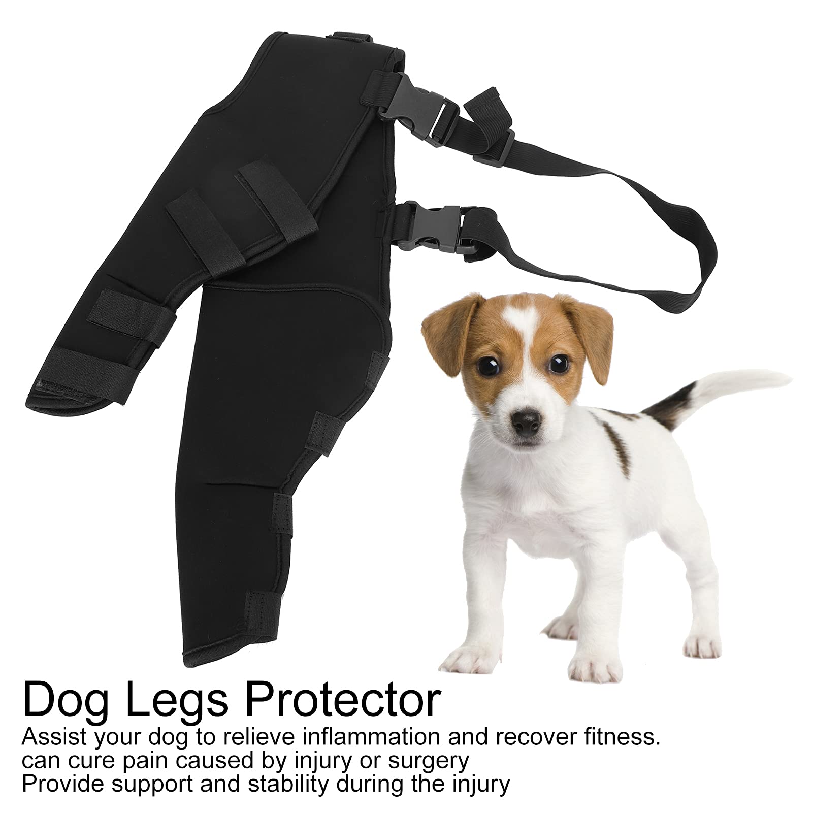 Dog Knee Brace for Torn ACL Hind Leg, Dog Knee Brace for Back Hind Rear Leg Torn ACL Tear, Relieve Joint Pain and Muscle Sore (HJ25 Rear Double Leggings Black S)