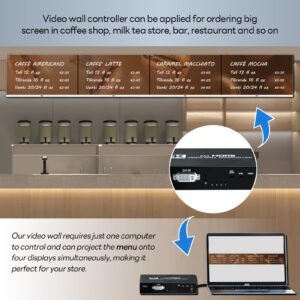 BOOBRIE Video Wall Controller 2X2, Video Wall Processor 4K x 2K HD Display HDMI and DVI Input, 1080P@60Hz Output, 5.1CH Audio,180 Degree Rotate, 9 Splicing Display 2x2, 1x2, 1x3, 1x4, 2x1, 3x1, 4x1