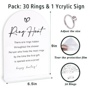 Minimalist Bridal Shower Party Ring Scavenger Hunt, The Ring Hunt Game, 1 Sign & 30 Rings, Bridal Shower Decoration, Wedding Party Games(xzjz10)