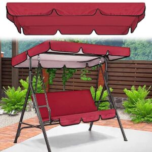 replacement canopy for swing seat - waterproof oxford cloth top cover for 2/3-seater swing chair, durable outdoor patio swing canopy(red,75x52x6inch)