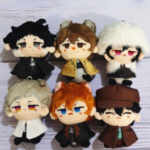 YLEAFUN Anime Plush Dazai Osamu Nakahara Chuuya Soft Figure Ranpo Edogawa Soft Stuffed Figure Cute Plush Pendant Bags Keychain Gifts 4.72inch