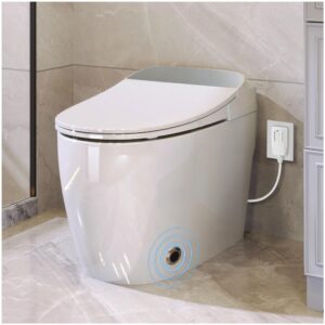 heated bidet toilet with led night light and ambient light control for bathroom