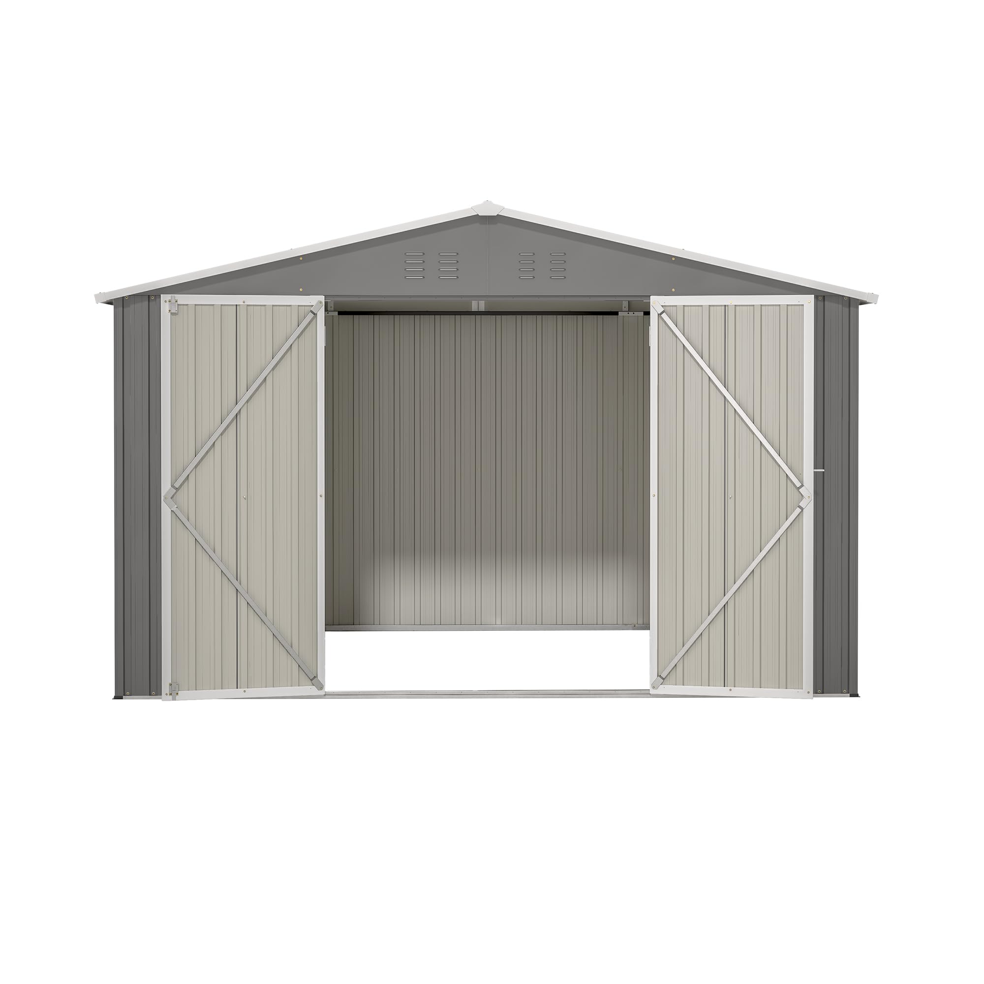 Backyard Shed,10 X 8 Ft Large Metal Tool Sheds, Heavy Duty Storage House with Sliding Doors with Air Vent for Backyard Patio Lawn to Store Bikes, Tools, Lawnmowers Dark Grey