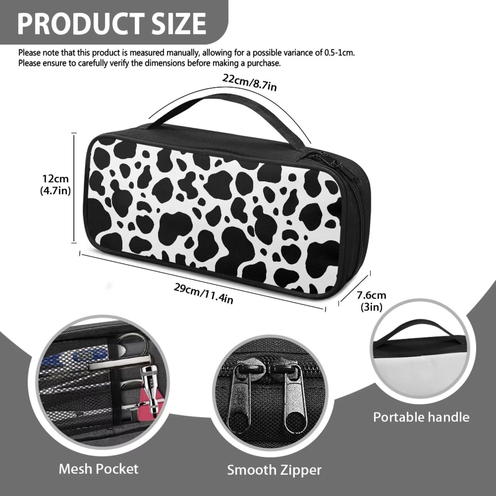 Puganiruo Stethoscope Case for Classic III,Black and White Cow Stethoscope Bag for Lightweight II S.E,Cardiology IV,Extra Room for Doctor & Nurse Accessorie Portable