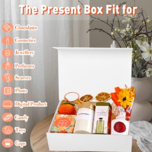 ZTBBW White Gift Box 10.3x7.1x3'', Gift boxes for Presents with Magnetic Lids, Rectangle Collapsible Gift Wrap Box Contains Card, Ribbon for Birthday, Wedding, Holiday, Anniversaries