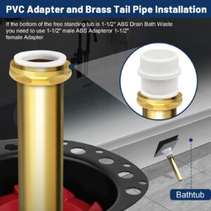 Freestanding Bathtub Tub Drain Rough-in Kit with Brass Tail Pipe and PVC Adapter Compatible with Freestanding Bathtubs Floor Mounted Bathtub and Standard Bathtubs