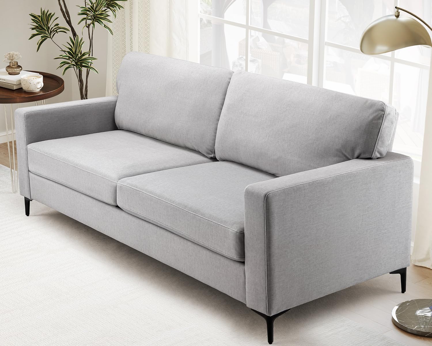 IDEARHOUSE 82 Inch Sofa, Comfy Couch, Modern Sofa, 3 Seater Sofa with Linen Fabric, Sofa Couch for Living Room Apartment Lounge Cozy Lounge Sofa,(Light Gray)