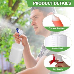 Yiyiring 12 Pcs Chemical Resistant 32 oz Bottles Plastic Leak Proof Embossed Scale Spray Bottles Pair without Industrial Spray Heads for Window Cleaning Car Detailing Lawn Care