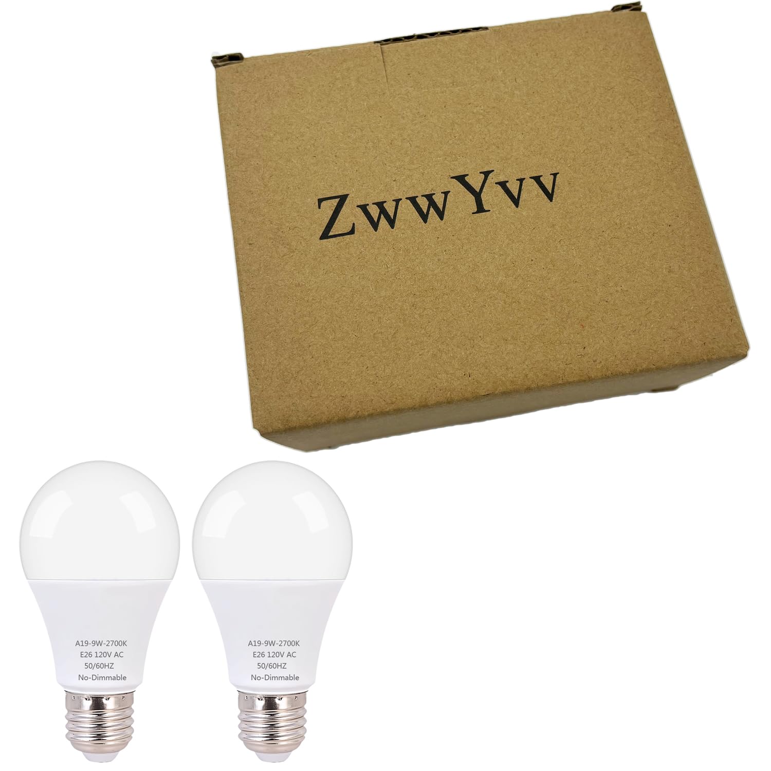 ZwwYvv LED Light Bulb 65 Watt Equivalent, A19 Energy Efficient 9W,880 Lumens, 2700K Soft White, Non-Dimmable, 30,000 Hour Lifetime,Frosted,2 Count (Pack of 1)