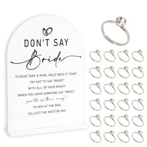 tuiemie minimalist bridal shower ring game, 1 sign and 50 rings, bridal shower decorations, put a ring on it bridal shower game, wedding shower games(jzxn10)