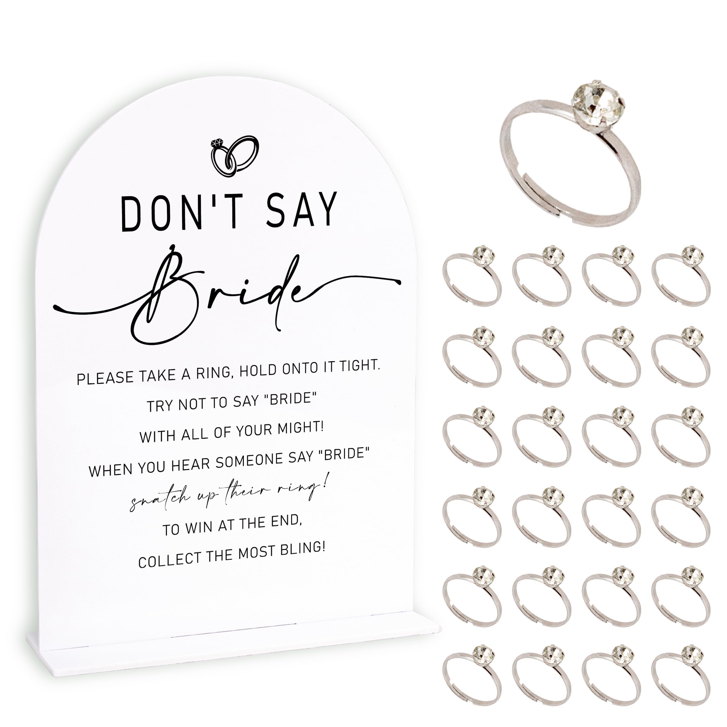 Tuiemie Minimalist Bridal Shower Ring Game, 1 Sign and 50 Rings, Bridal Shower Decorations, Put a Ring on It Bridal Shower Game, Wedding Shower Games(jzxn10)