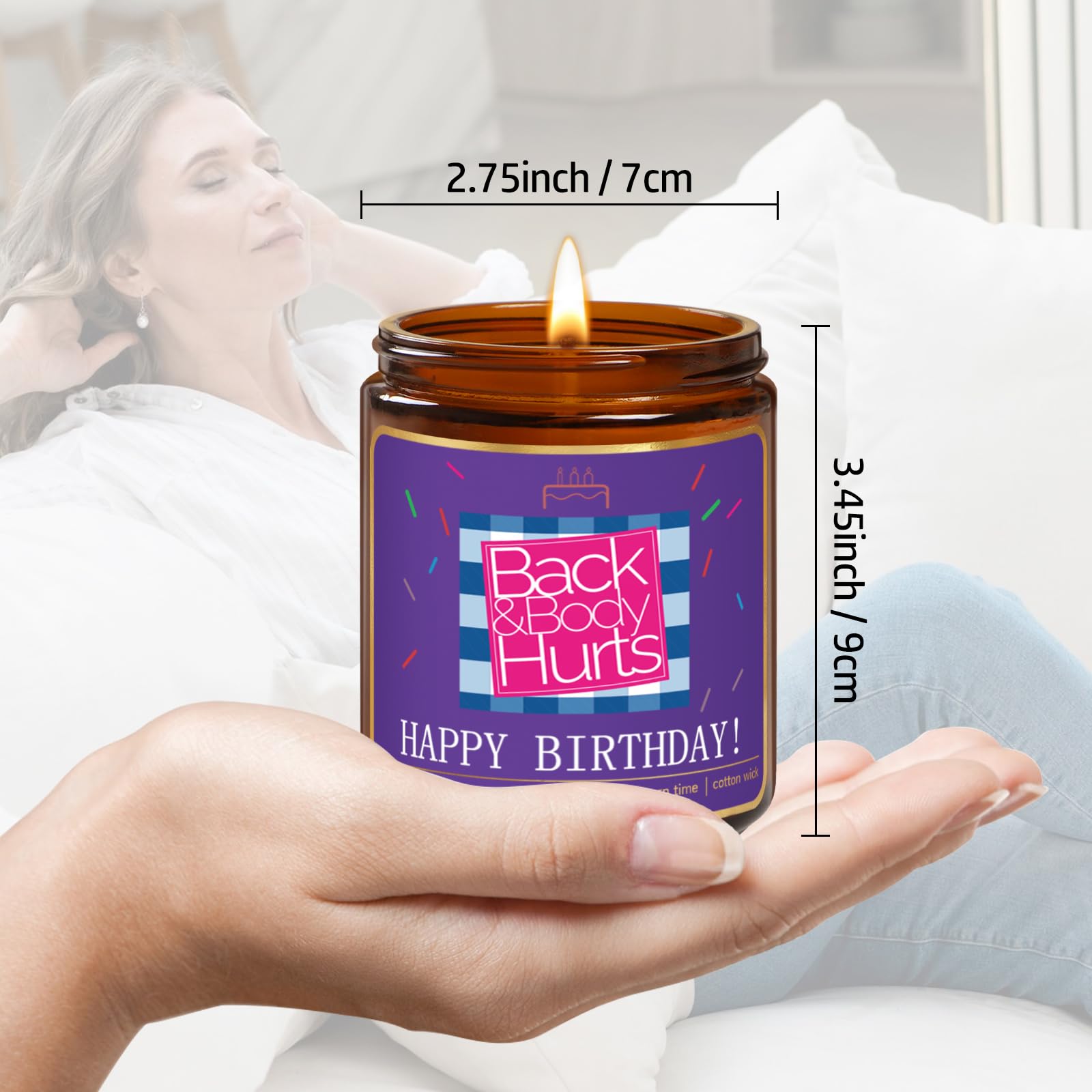 Happy Birthday Candle Gifts for Women,Unique Best Friend Birthday Gifts for Her,Sister,Funny Birthday Gifts for Men,Mom,Dad,Bestie Birthday Present,16 18 21 30 40 50 60 Bithday Gifts - Purple