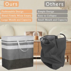 Gedamari 2-Pack Large Laundry Hamper, Collapsible Laundry Basket, Waterproof Freestanding Clothes Hamper with 2 Extended Handles, Movable in Family Rooms and Dorms, Gradient Grey, 105L