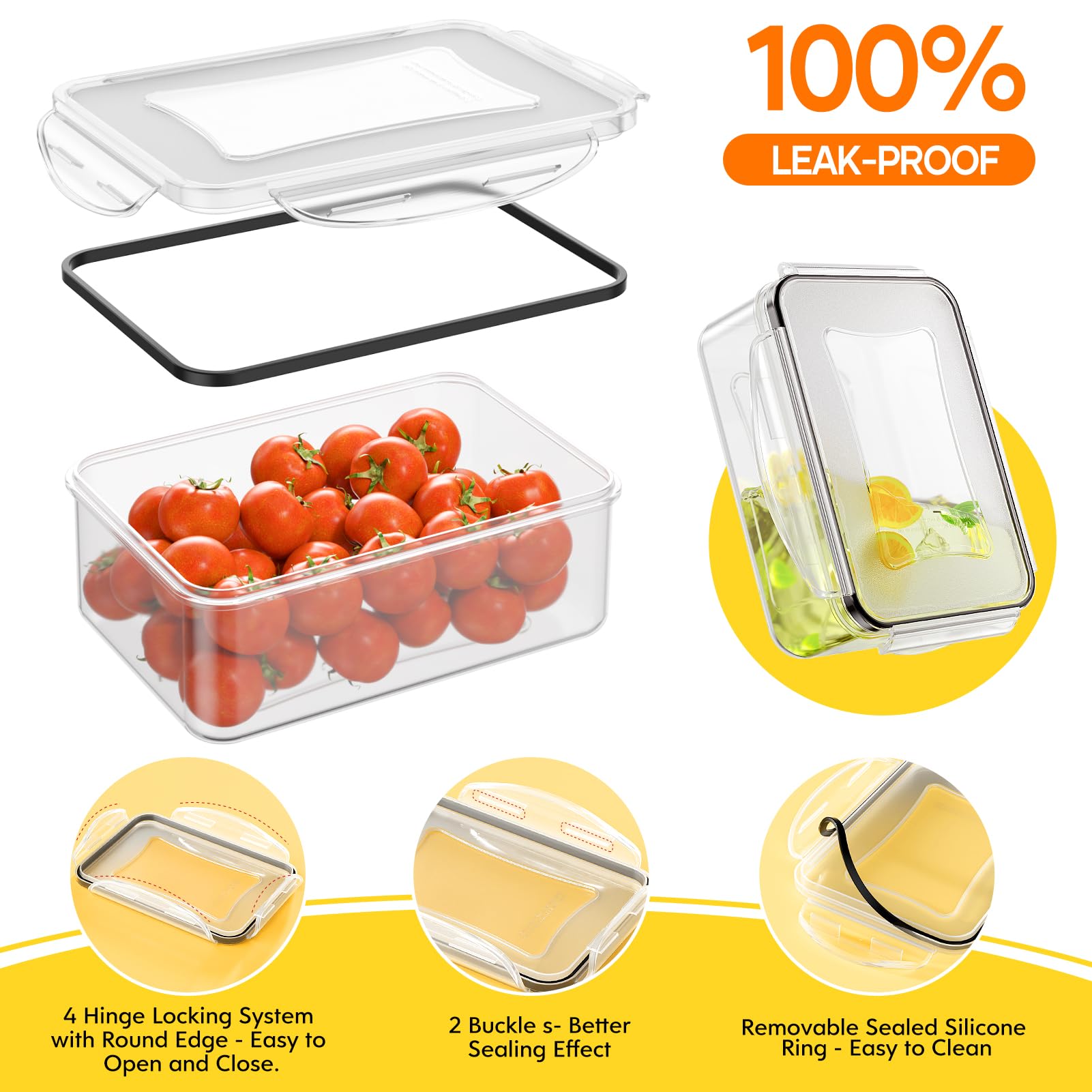 52 PCS Food Storage Containers with Lids Airtight (26 Lids & 26 Containers)- Reusable Plastic Leakproof Meal-Prep Container for Kitchen Storage Organization Microwave/Dishwasher Safe with Labels & Pen