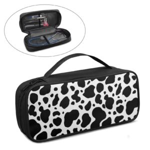 Puganiruo Stethoscope Case for Classic III,Black and White Cow Stethoscope Bag for Lightweight II S.E,Cardiology IV,Extra Room for Doctor & Nurse Accessorie Portable