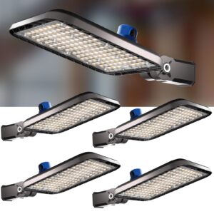 320w(350x1w led) led parking lot lighting 48000lm led parking lot lights commercial with photocell, led pole light outdoor with slipfitter mount- 4pack (coverage: 66~110ft at height:30~50ft)