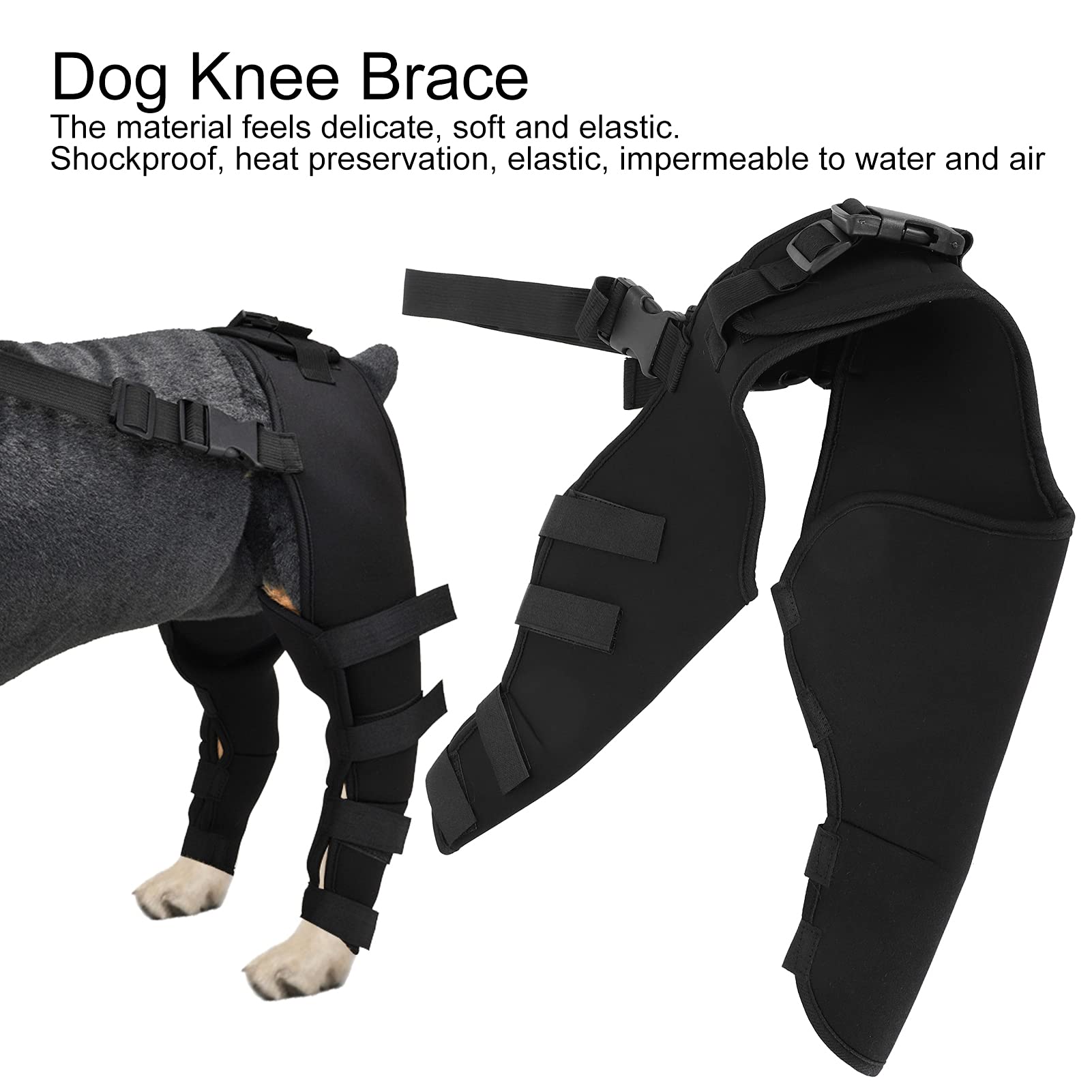 Dog Knee Brace for Torn ACL Hind Leg, Dog Knee Brace for Back Hind Rear Leg Torn ACL Tear, Relieve Joint Pain and Muscle Sore (HJ25 Rear Double Leggings Black S)