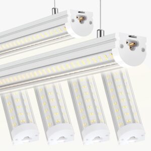 skymoatled t12 4ft led shop lights garage lights,65w 5000k 10400lm daylight color,hanging/surface mount,super bright,plug and play,linkable led shop lights for warehouse workshop basement,6pack