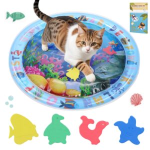 water sensory playmat for cats, thickened upgraded cat dog toys bored pet animals cat kicker toys self play mat, interactive toys pet water sensory mat pad pet cooling mat indoor outdoor exercise