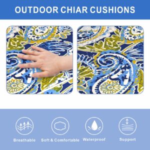 XXPILOS Outdoor Chair Cushions 19 x 19 Inch Set of 2 Water Resistant Seat Cushions with Ties, Outdoor Cushions for Patio Furniture with 3-Year Fade Resistant