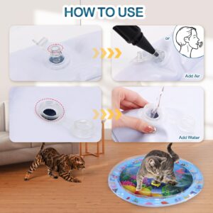 Water Sensory Playmat for Cats, Thickened Upgraded Cat Dog Toys Bored Pet Animals Cat Kicker Toys Self Play Mat, Interactive Toys Pet Water Sensory Mat Pad Pet Cooling Mat Indoor Outdoor Exercise