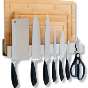 Demi's Home Knife Magnetic Strip & Cutting Board Holder for Wall or Fridge - 16 inch - (Knives & Cutting Boards Not Included) - Magnetic Cutting Board Rack & Magnetic Knife Holder for Fridge or Wall