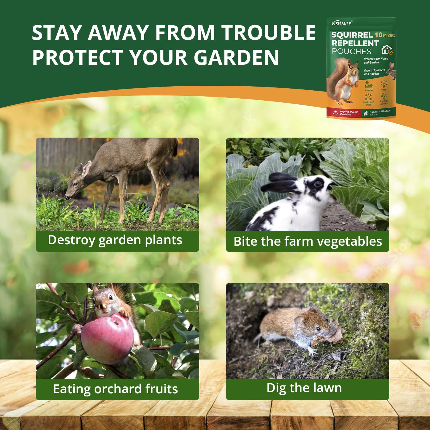 Squirrel Rabbit Repellent Outdoor Garden: Squirrel Deterrent for Plants - Chipmunk and Rabbit Repellent for Backyard - Keep Squirrels Away from Attic