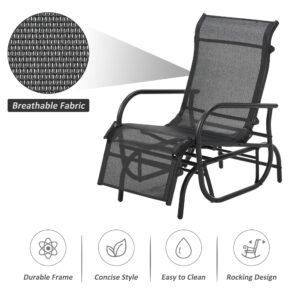 AHB Outdoor Glider Chairs Porch Gliders for Outside Patio Metal Frame Swing Glider Chair with Breathable Mesh Fabric for Backyard Garden Porch