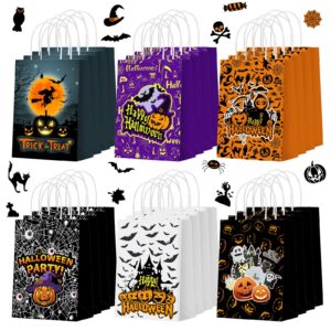 sinload 24 pcs halloween trick or treat bags with handles paper candy gift bags halloween goodie bags halloween paper snacks bags for holiday treats kids halloween party favors supplies