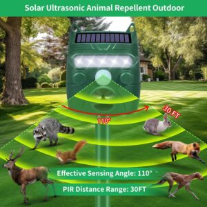 Solar Ultrasonic Animal Repellent 2024 Newest Cat Deterrent Outdoor with Motion Sensor to Scare Away Cat Deer Squirrel Dog Skunk Rabbit Raccoon, Deer Repellent Devices Skunk Repellent for Yard (2)