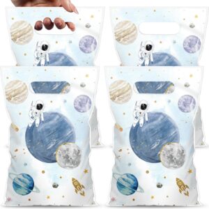 blosssound 100 pcs first trip around the sun space party treat bags plastic outer space theme gift bags with handles solar system goodie bags for birthday baby shower party decor supplies