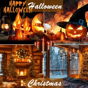 Aiyomt Christmas Flicker Flame Light Bulbs, Crystal Clear Chandelier Flickering C7/E12 Orange Flame Bulb for Electric Window Candles Halloween Party Christmas Decor, Flame Shaped, 1 Watts, 12 Pack