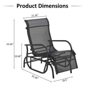 AHB Outdoor Glider Chairs Porch Gliders for Outside Patio Metal Frame Swing Glider Chair with Breathable Mesh Fabric for Backyard Garden Porch