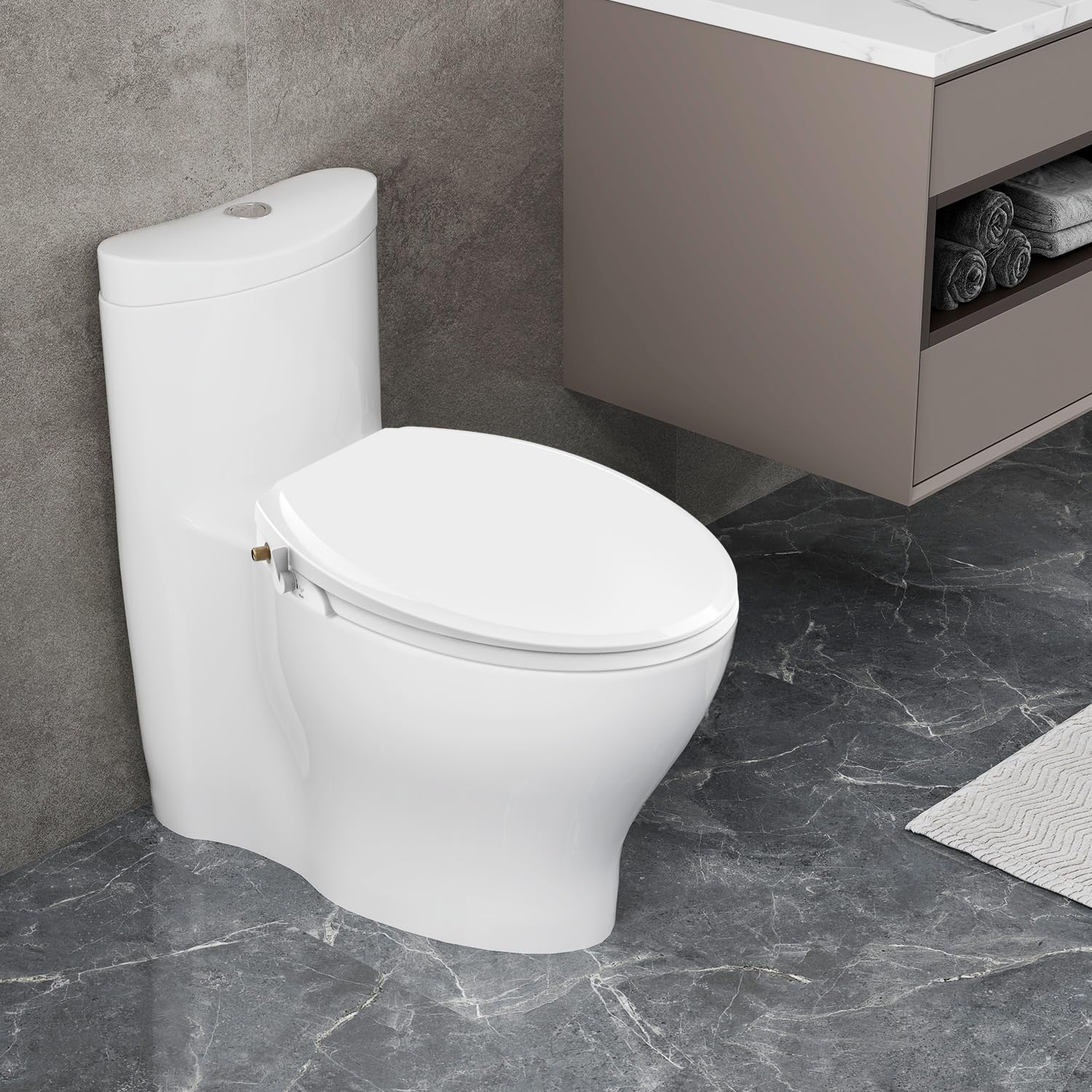 Smart Bidet Toilet Seat with Self-Cleaning, Soft Close Seat Cover, Front/Rear Wash