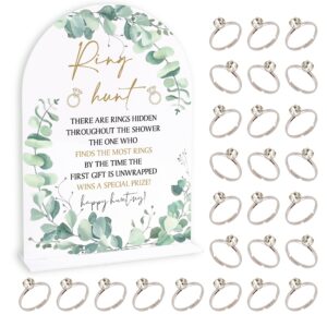 bridal shower ring hunt games, funny ring hunt games, engagement party games, bridal shower decorations, wedding shower games(1 sign & 30 rings)-xnxb01