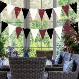 Graduation Party Decorations Maroon Black 2024/Burgundy Black Graduation Decorations/Maroon Birthday Party Decorations Bridal Shower/Burgundy Black Triangle Banners 2pcs