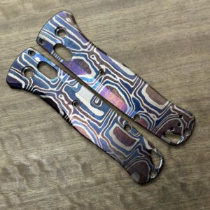 Mokume pattern heat ano engraved Titanium Scales for Benchmade Bugout 535